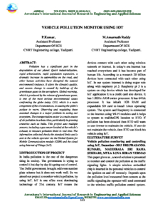 Anveshana’s International Publication - VEHICLE POLLUTION MONITOR USING IOT